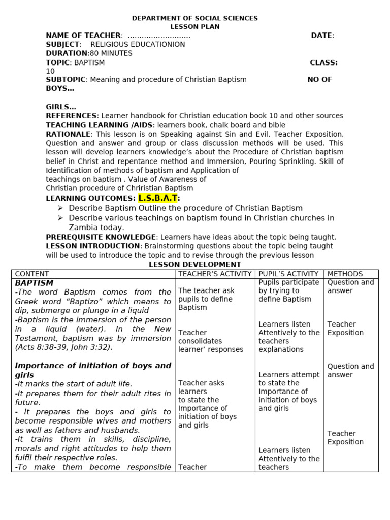 Re-2046 10 Lesson Plans | PDF | Baptism | Jesus