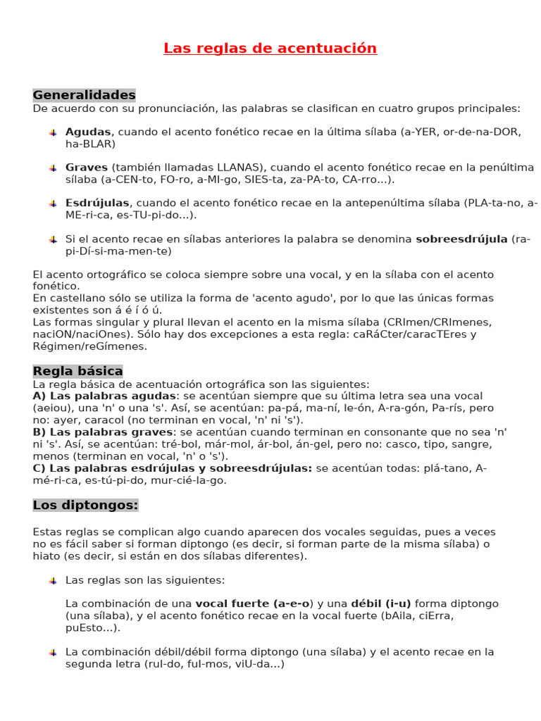 Las Reglas de Acentuación en Español | PDF | Lingüística