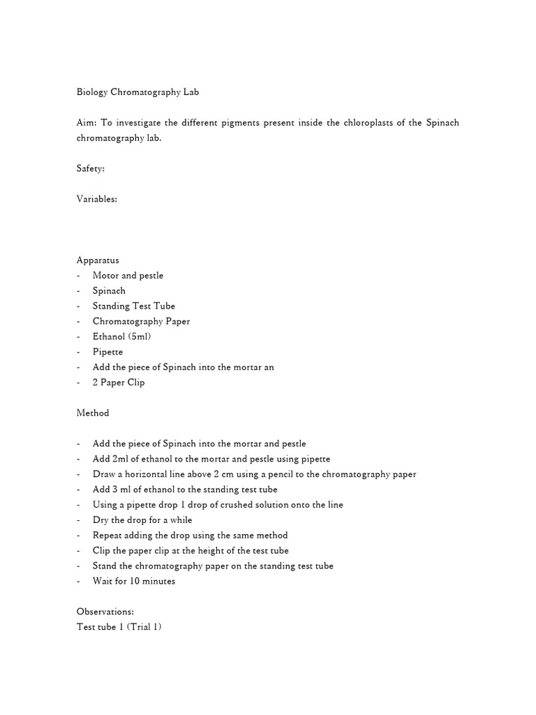 Biology Chromatography Lab | PDF