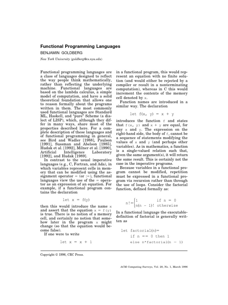 Functional Programming Languages: Let F X, y X y | PDF | Functional Programming | Function ...