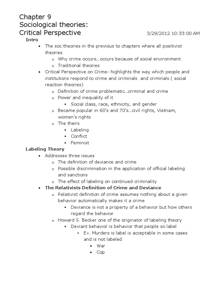 An Overview of Critical Perspectives on Crime and Sociological Theories ...