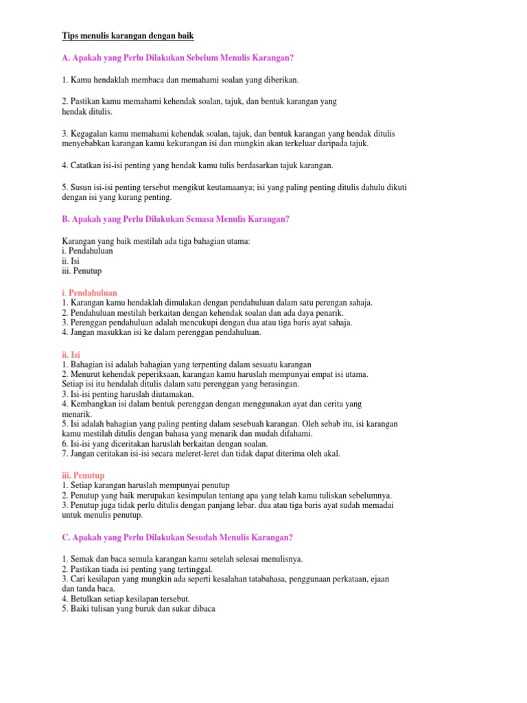 Tips Menulis Karangan Dengan Baik | PDF | Karier & Perkembangan