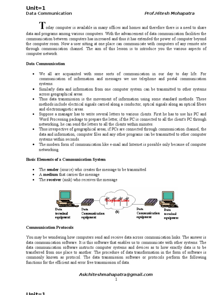 Data Communication Unit1 As Per Pune University | PDF | Network ...