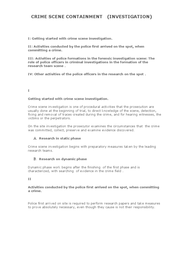 Crime Scene Containment | PDF | Crime Scene | Forensic Science