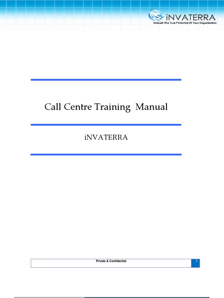Comprehensive Training Manual Outlines Call Centre Training Program ...