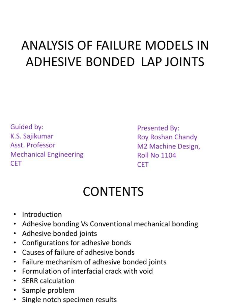 Adhesive Bonded Single Lap Joint | PDF | Adhesive | Fracture