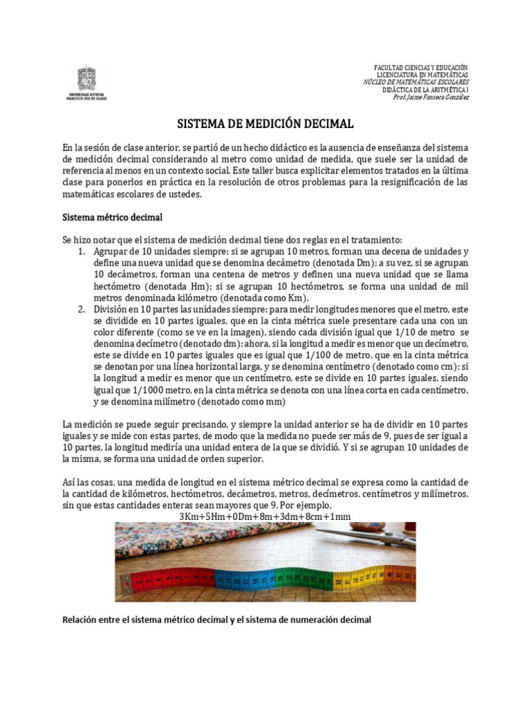 Sistema de Medición Decimal | PDF | Decimal | Medición