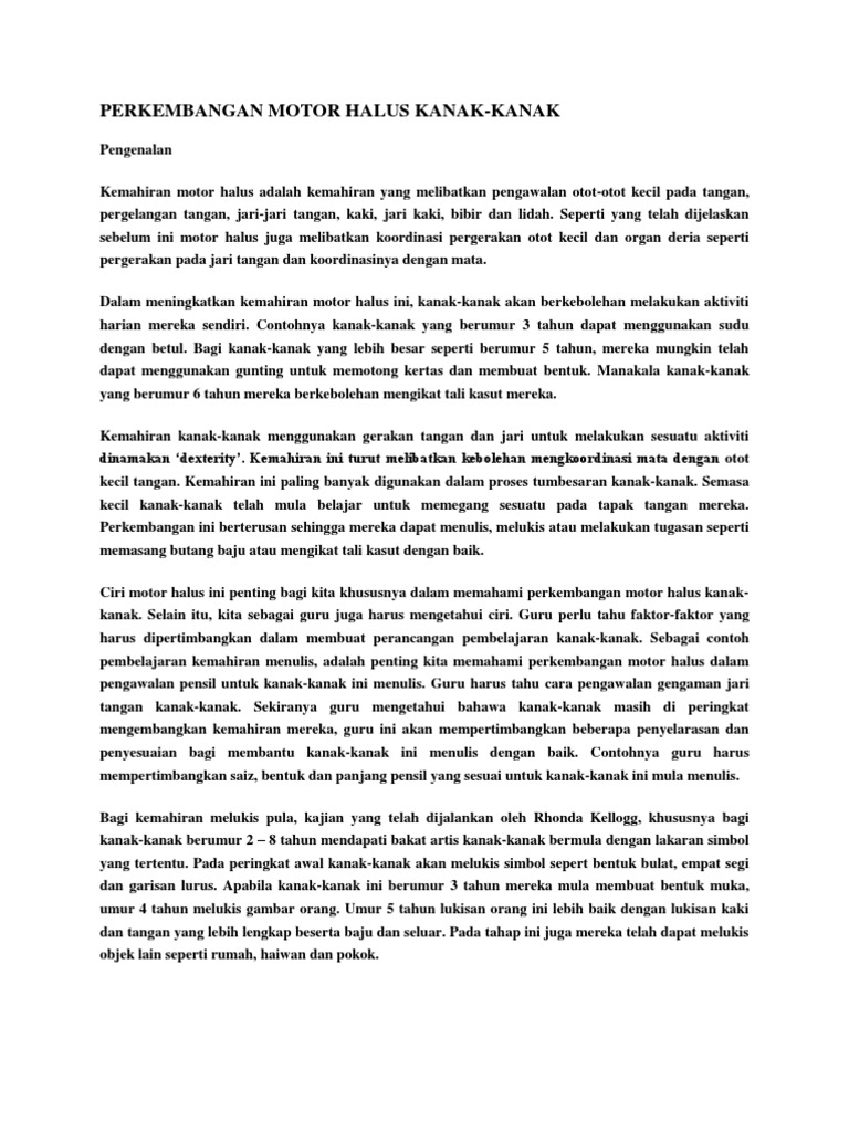 Perkembangan Motor Halus Kanak | PDF