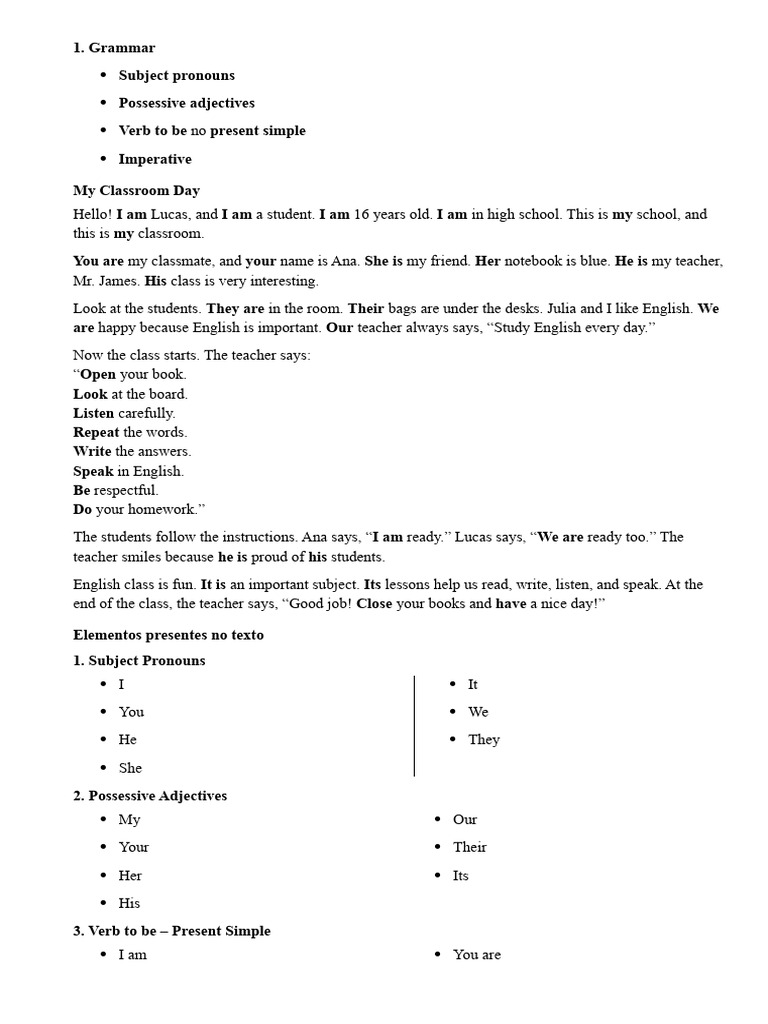 p. 27 - Grammar: Subject Pronouns and Possessive Adjectives_Present ...
