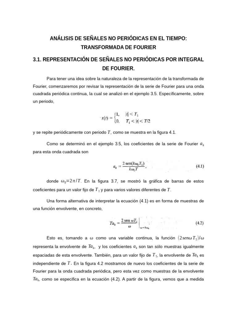 ANÁLISIS DE SEÑALES NO PERIÓDICAS EN EL TIEMPO TRANSFORMADA DE FOURIER ...