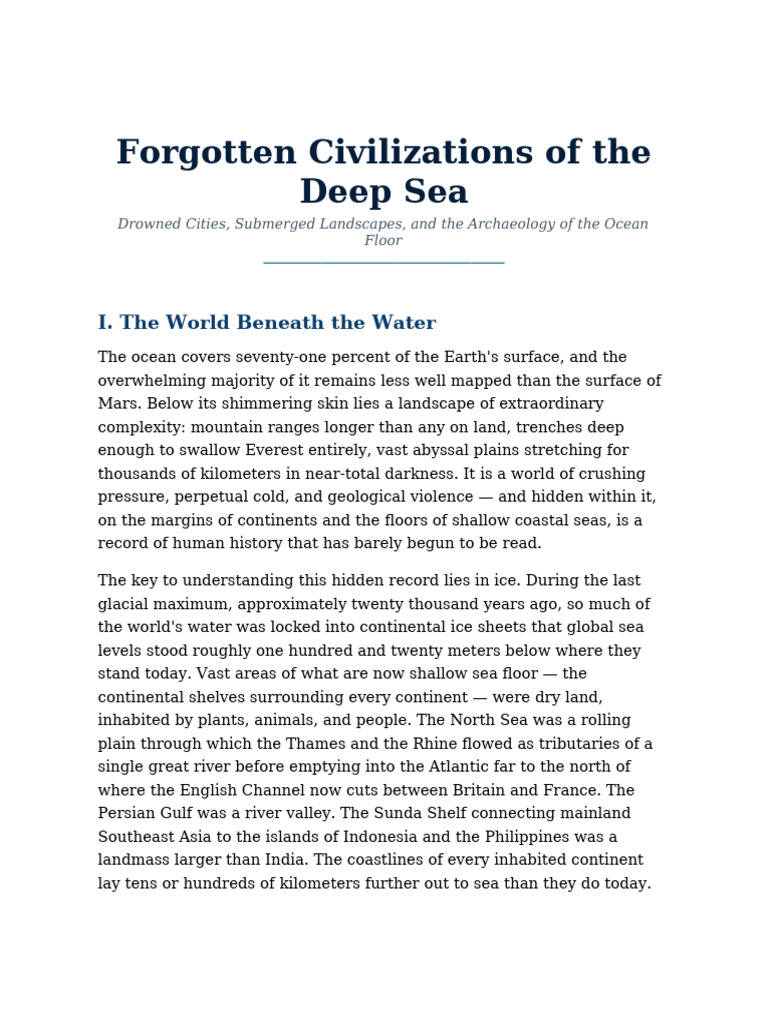 Forgotten Civilizations of the Deep Sea | PDF | Tsunami | Seabed