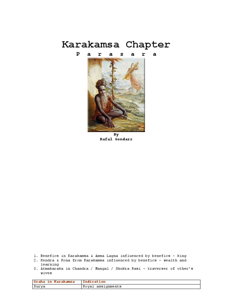 Karakamsa Interpretations | PDF | Planets In Astrology | Guru