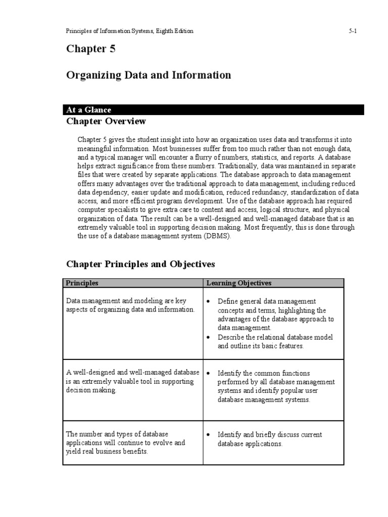 Organizing Data and Information | PDF | Data Warehouse | Data Model