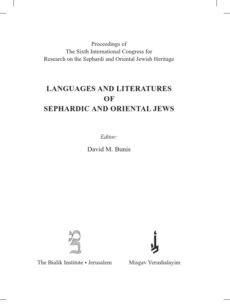 Lexical Othering Judezmo Misgav Yerushalayim - David Bunis | PDF | Jews ...