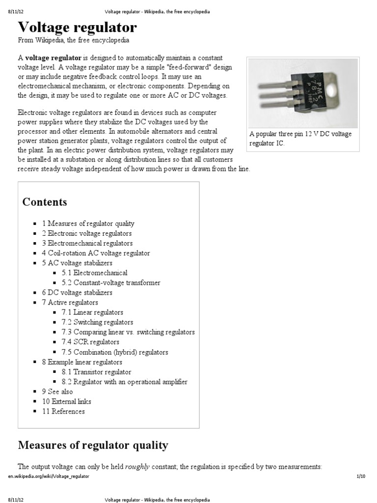 Voltage Regulator - Wikipedia, The Free Encyclopedia | PDF | Power ...