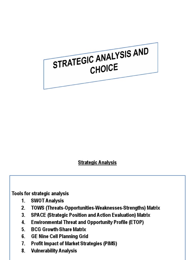Session 5 Strategic Analysis and Choice | PDF | Strategic Management ...