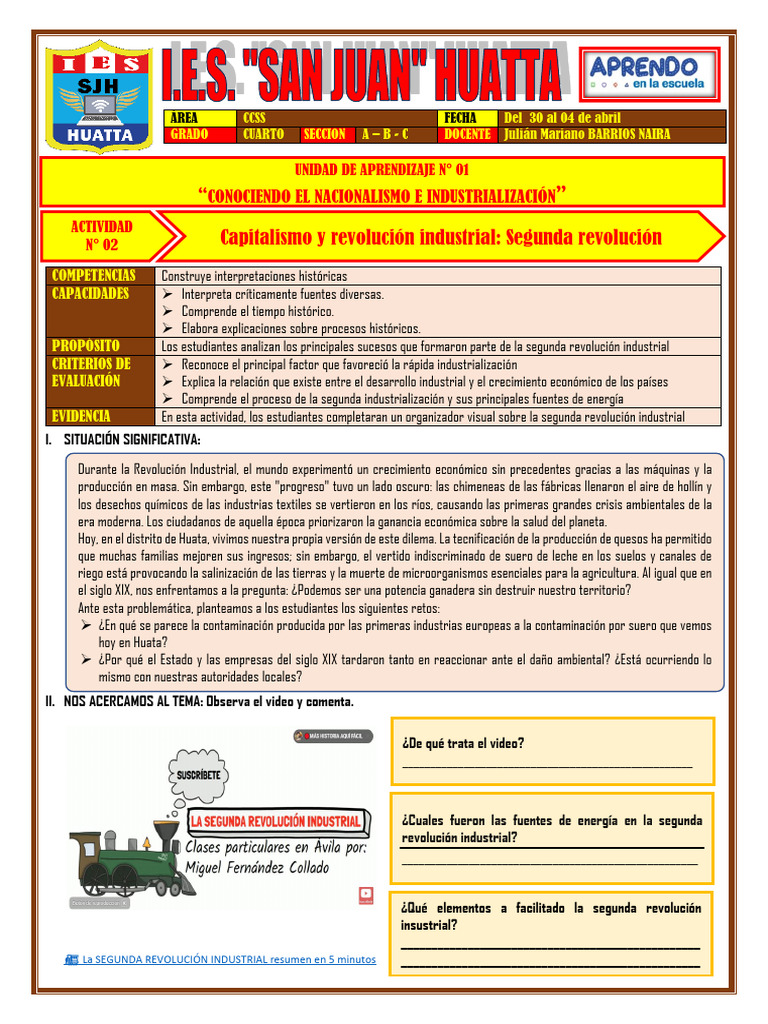 Actividad 2 Unidad 1 de Ccss Cuarto 2026 c | PDF | Revolución ...