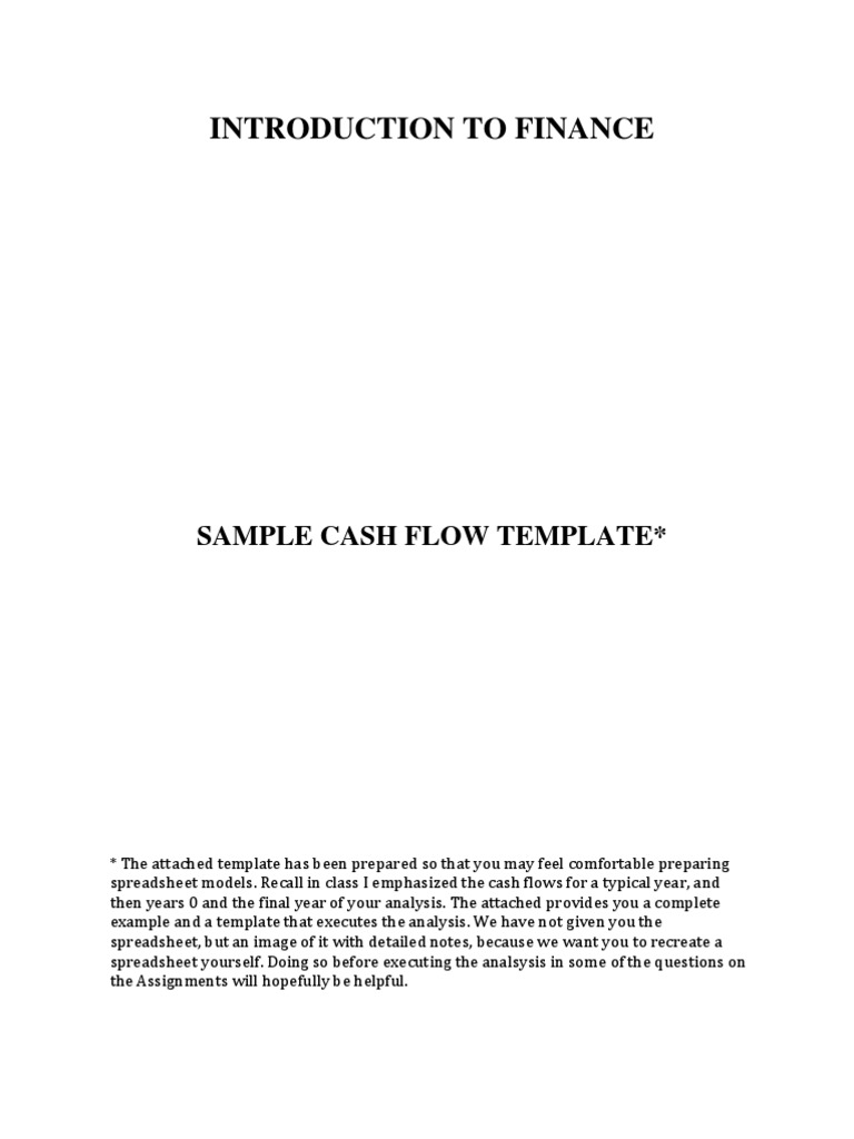 Note-Sample Cash Flow Template | PDF | Net Present Value | Expense