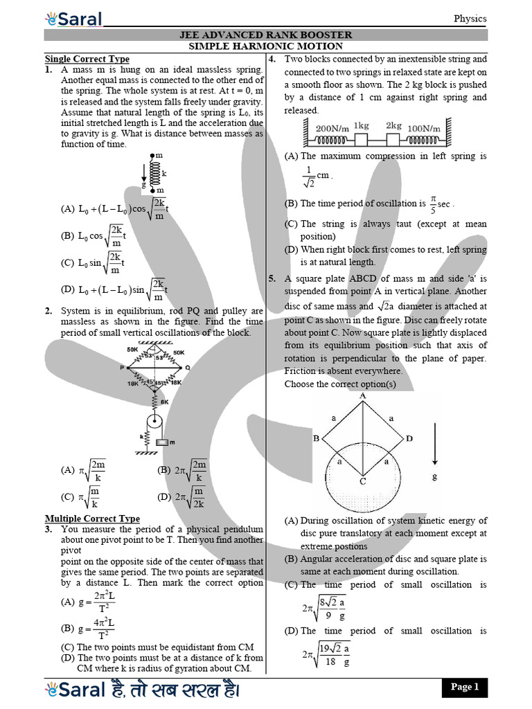 Physics-Simple Harmonic Motion (Qs) | PDF | Physics | Quantity