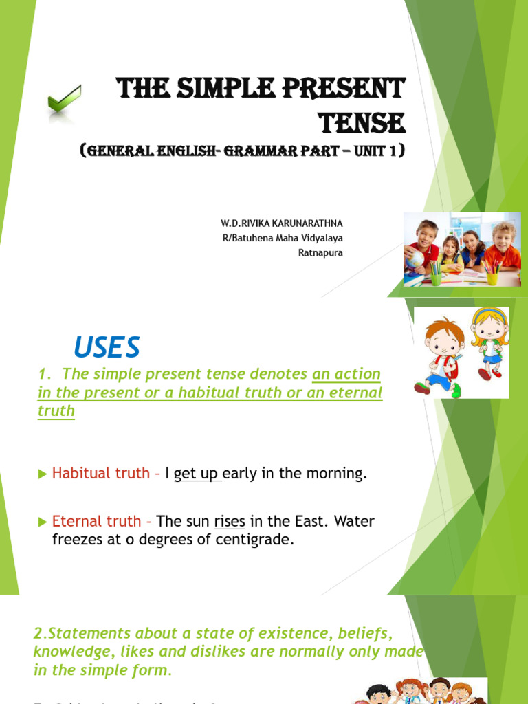 The Simple Present Tense Short Notes | PDF | Linguistics | Grammar