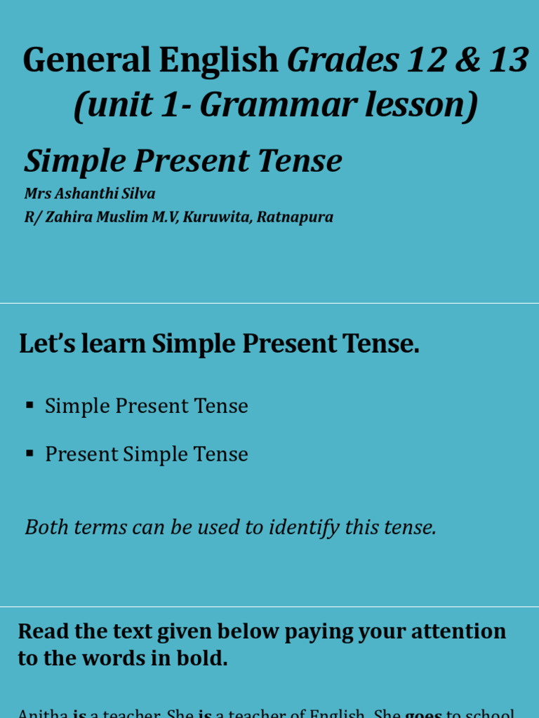 Simple Present Tense Short Notes | PDF