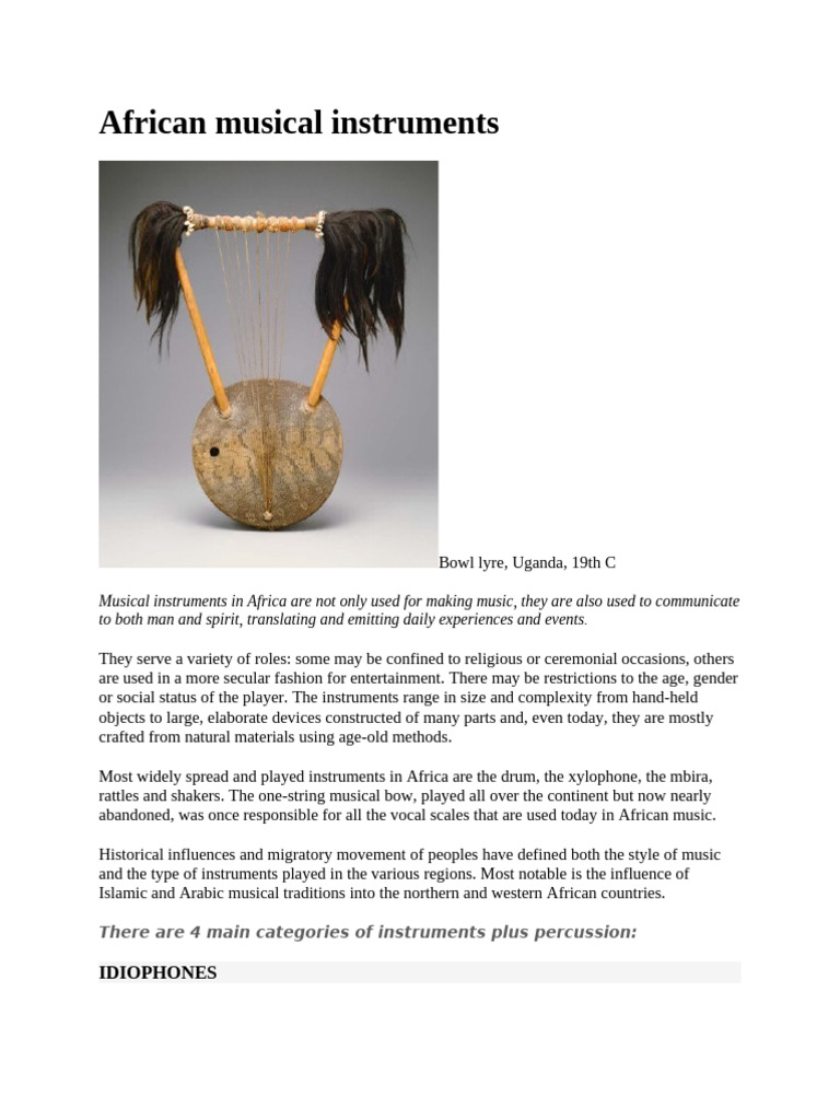 African musical instruments | PDF | String Instruments | Musical ...