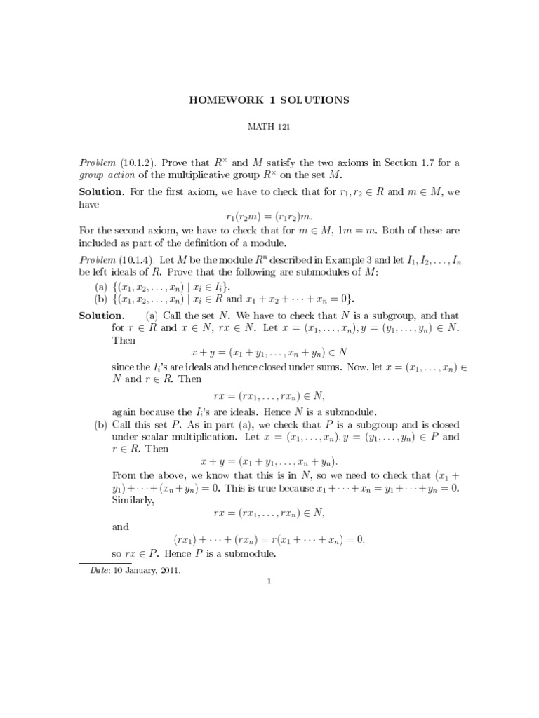 Math 121 HW 1 | PDF | Module (Mathematics) | Category Theory