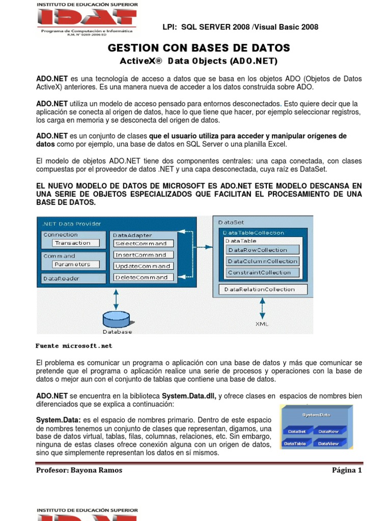 Manual Vbnet Adonet Pdf Active X Data Objects Servidor Sql De Microsoft 