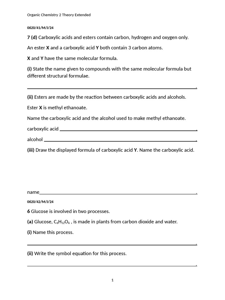 Organic Chemistry 2 Theory Extended | PDF | Ester | Carboxylic Acid