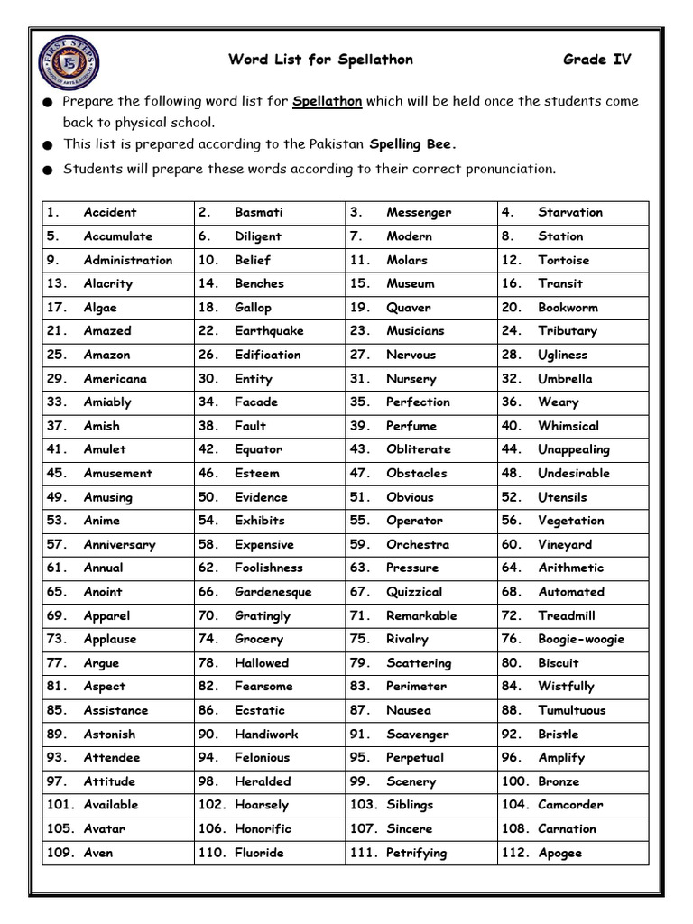 Spelling List December 2025 | PDF