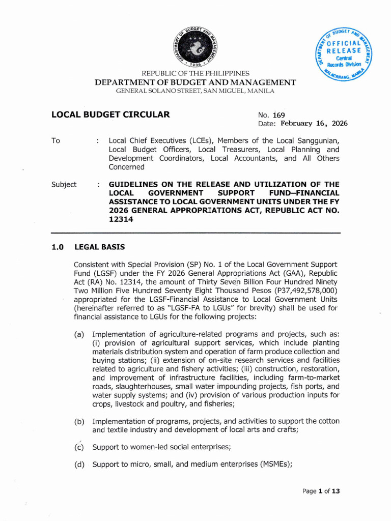 LOCAL-BUDGET-CIRCULAR-NO-169 | PDF | Ambulance
