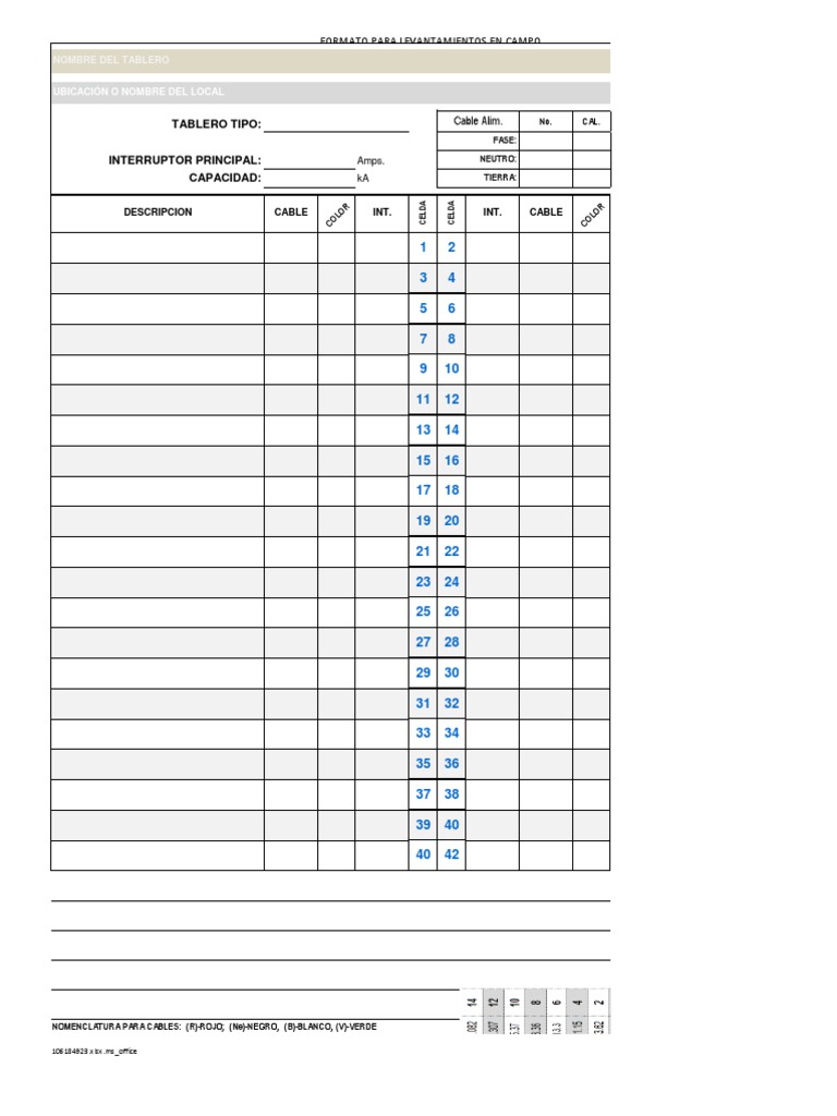 Formato para Captura de Tableros Electricos-D | PDF