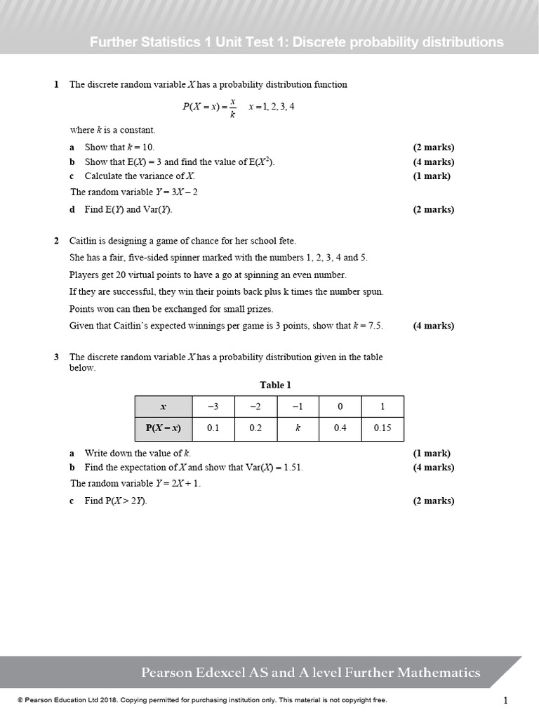 5fe2abc10d953b75f8d15b36_Further Statistics 1 Unit Test 1 Discrete ...