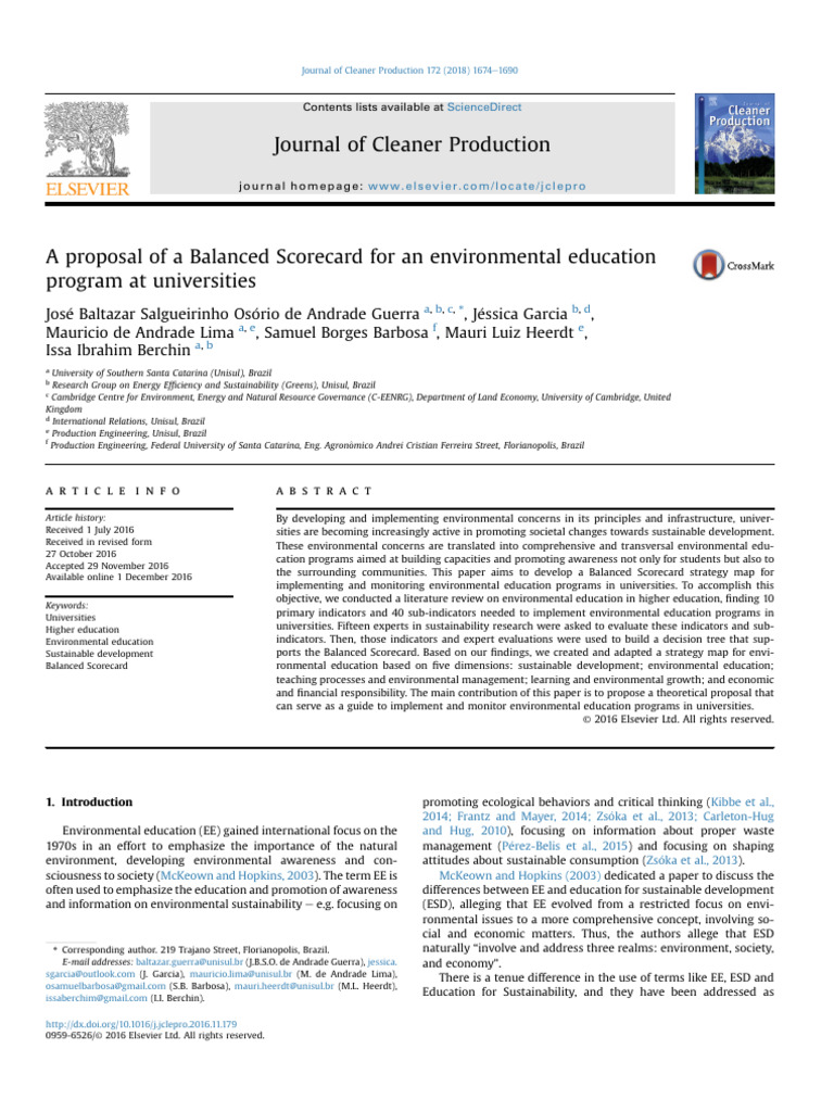 A proposal of a Balanced Scorecard for an environmental education ...