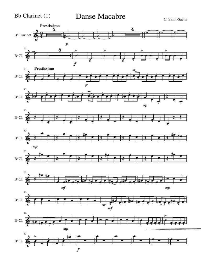 Danse Macabre Op40 Bb Clarinet (1) | PDF | Camille Saint Saëns ...
