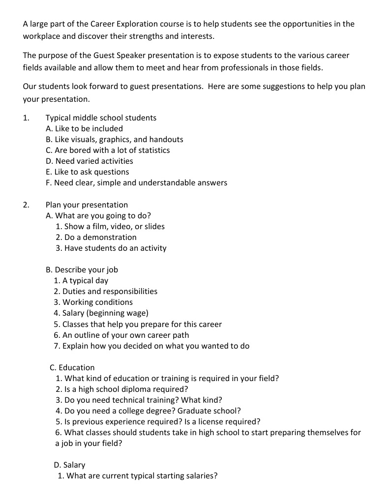 Guest Speaker Handout | PDF | Secondary School | Graduate School