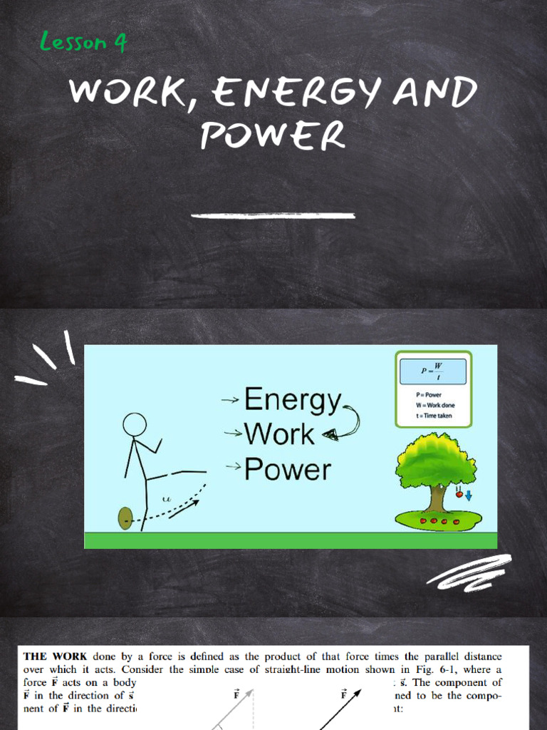 Lesson 4 - Work, Energy and Power | PDF | Force | Friction