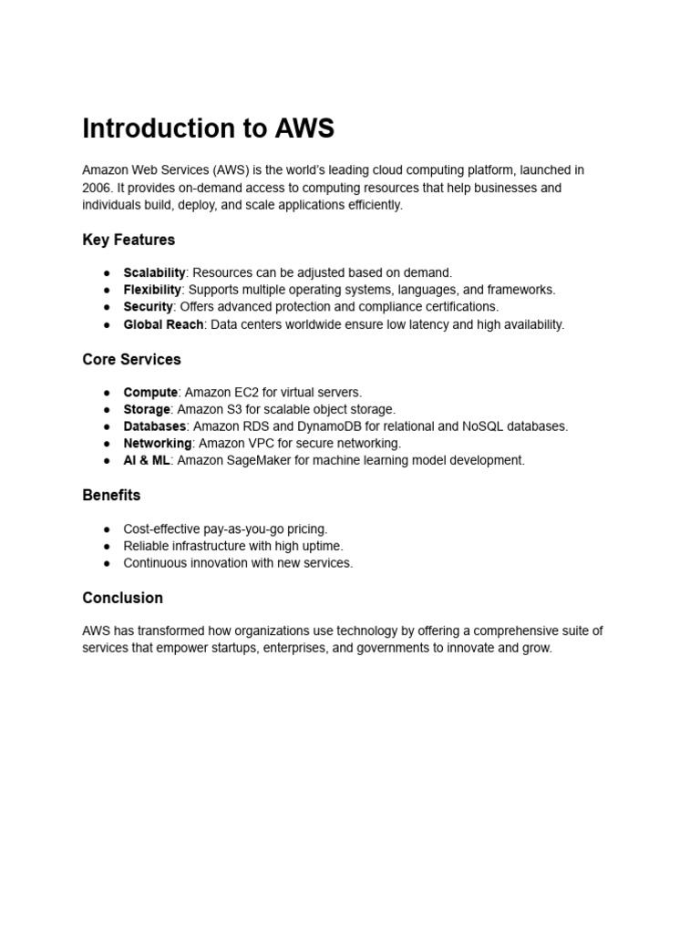 Introduction to AWS | PDF