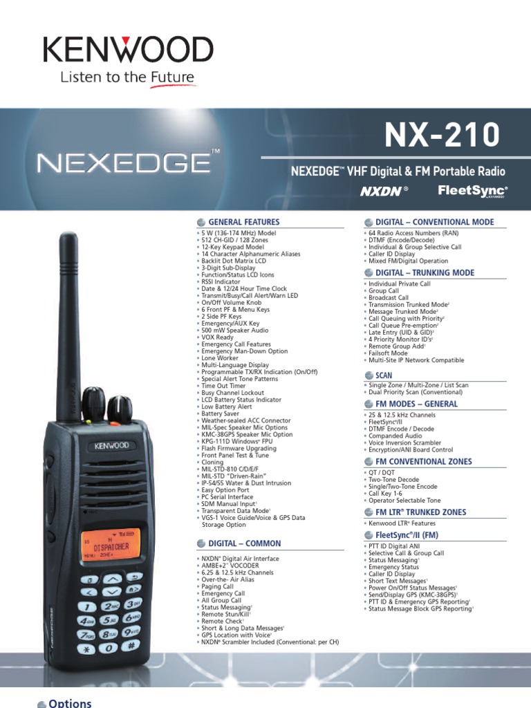 Kenwood NX-210 Nexedge VHF Product Brochure | PDF | Very High Frequency ...
