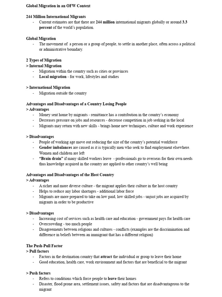 Lesson 5 ConWorld Reviewer | PDF | Human Migration | Migrant Worker