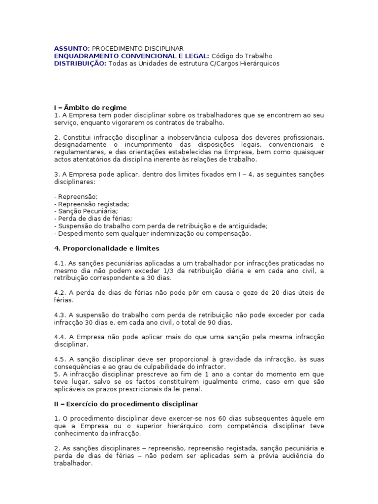 Procedimento Disciplinar | PDF | Banco de Horas | Sindicato