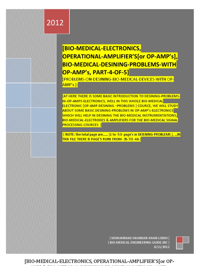 BIO-MEDICAL-ELECTRONICS, OPERATIONAL-AMPLIFIER'S (Or OP-AMP's), BIO ...