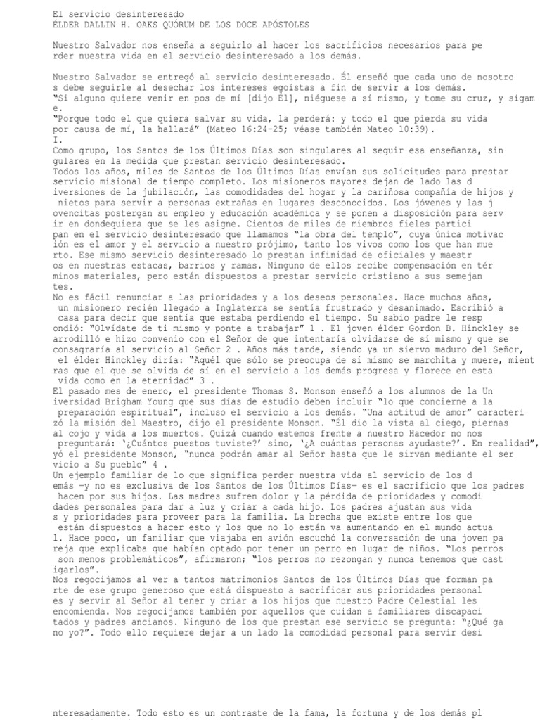 El Servicio Desinteresado | PDF | Egoismo psicologico | Jesús