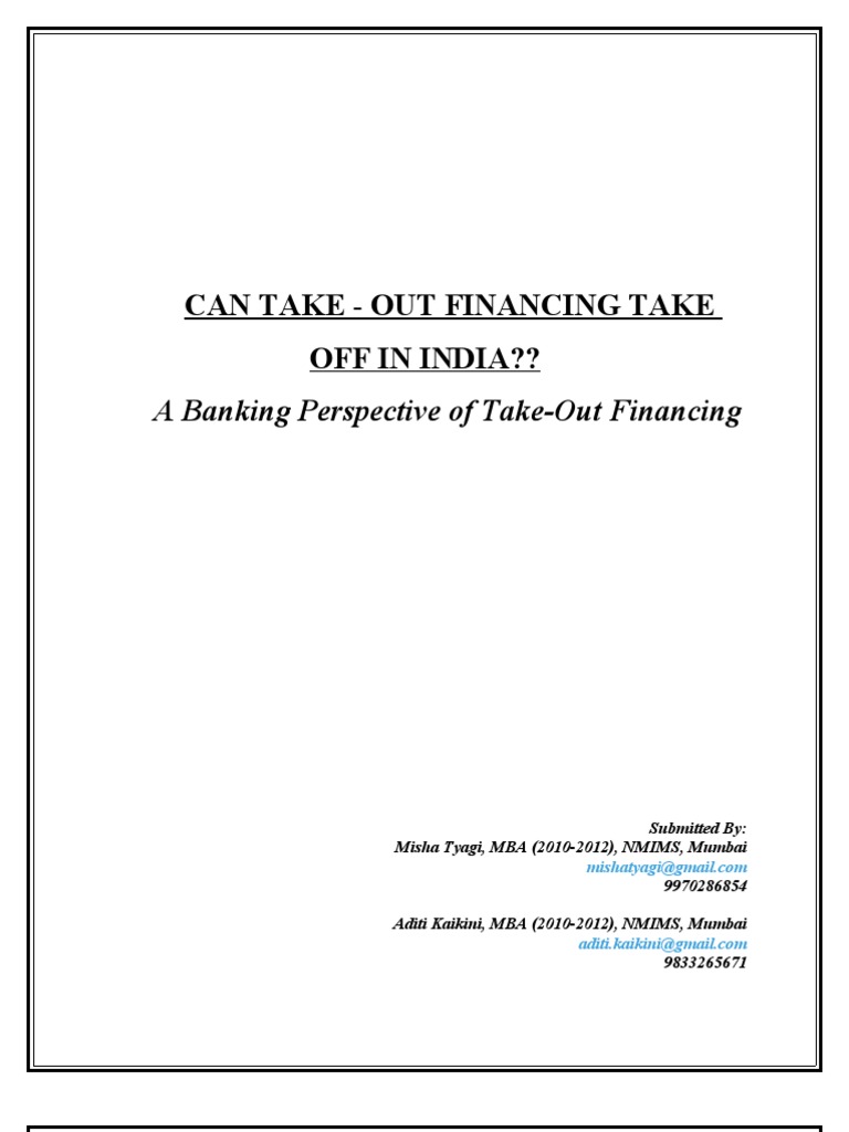 Can TakeOut Financing Takeoff in India | PDF | Loans | Banks