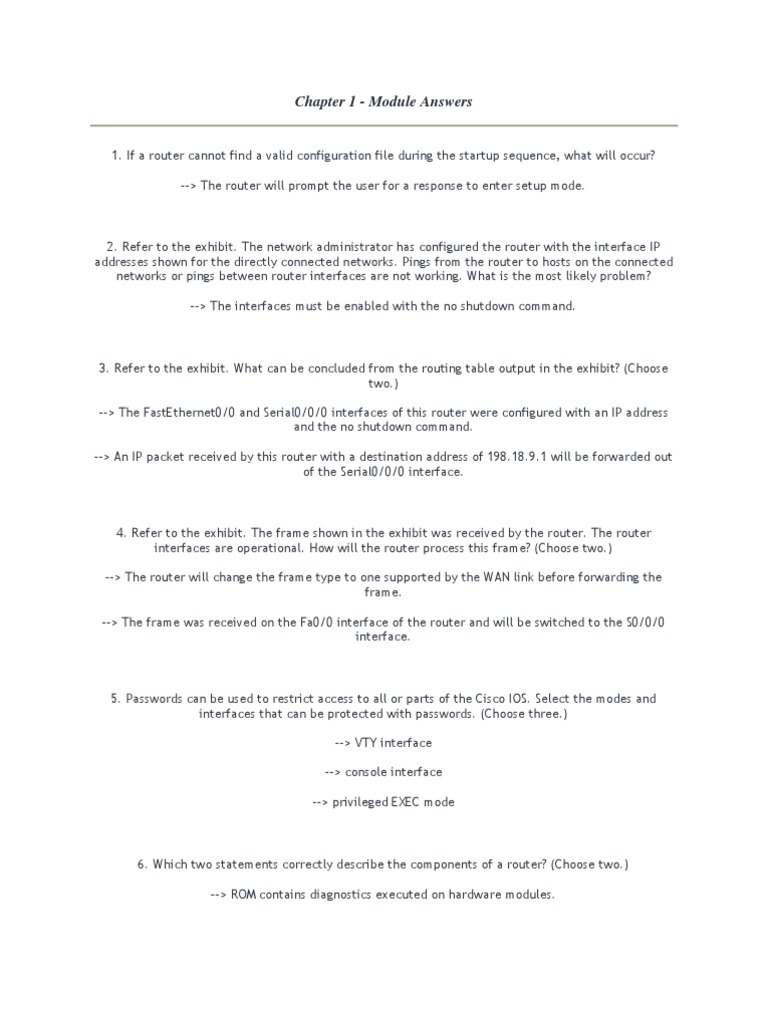 Chapter 1 Correct Answers | PDF | Router (Computing) | Network Switch