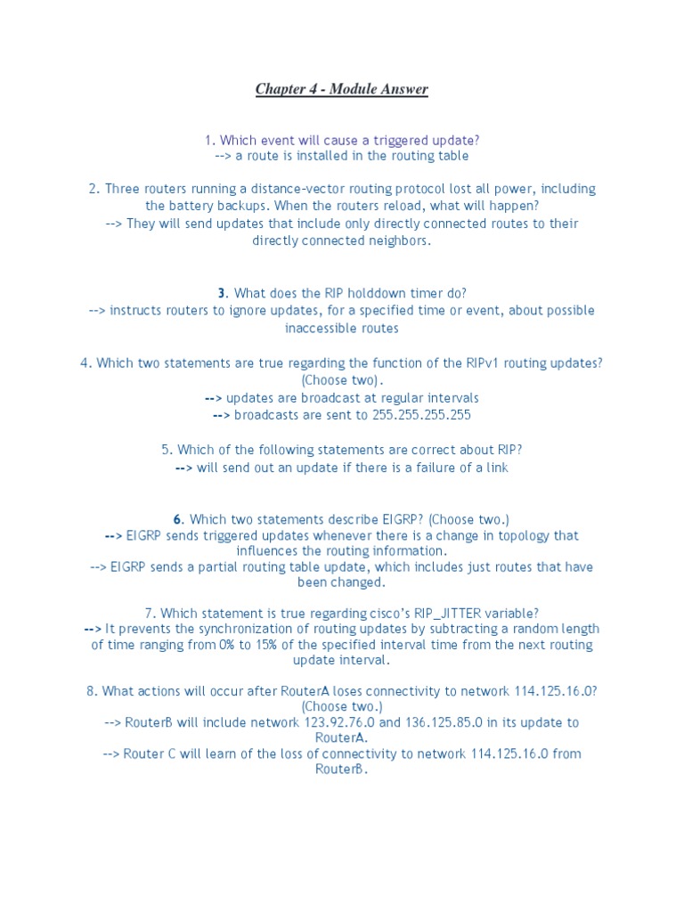 Chapter 4 Correct Answers Pdf Routing Internet Architecture