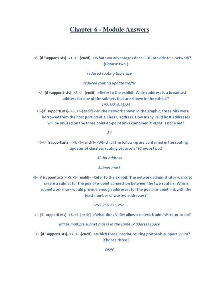 Chapter 6 Correct Answers Pdf Routing Internet Architecture