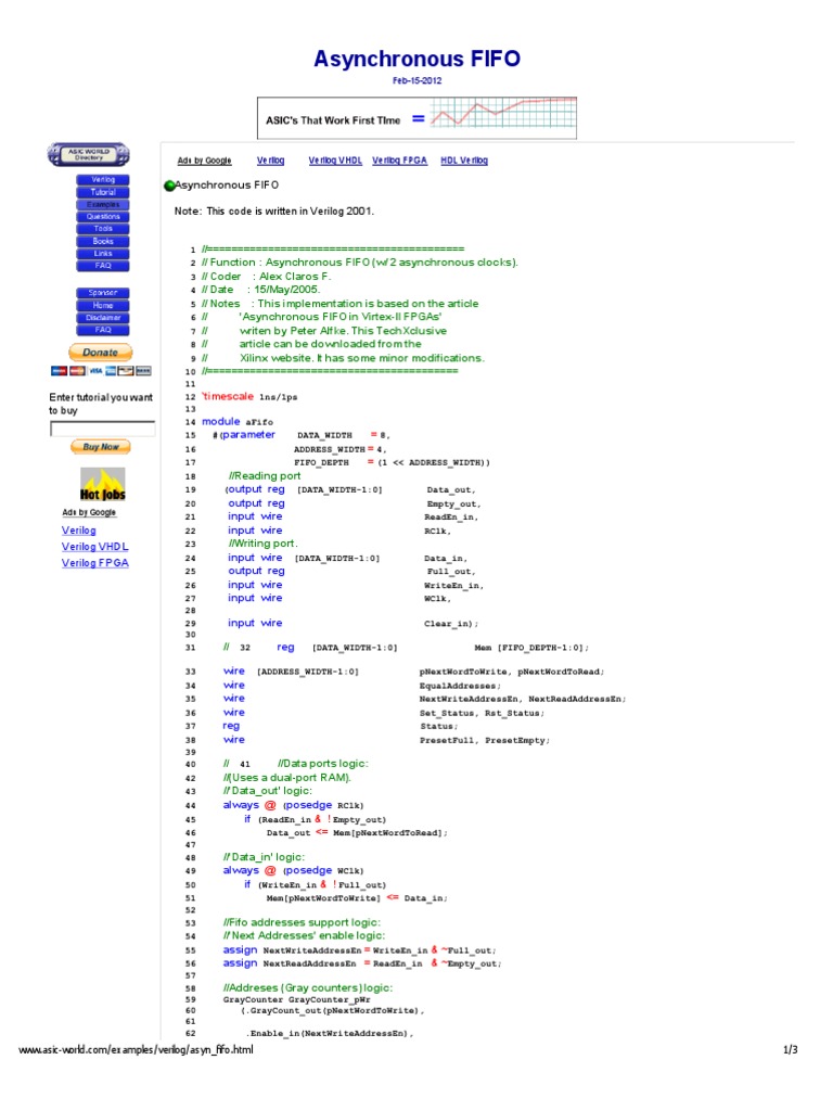 Asynchronous FIFO | PDF | Field Programmable Gate Array | Areas Of Computer Science