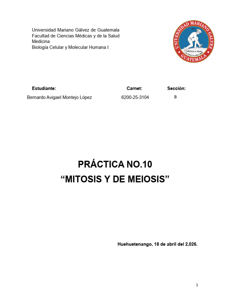 LABORATORIO DE MITOSIS Y DE MEIOSIS | PDF | Mitosis | Mitosis