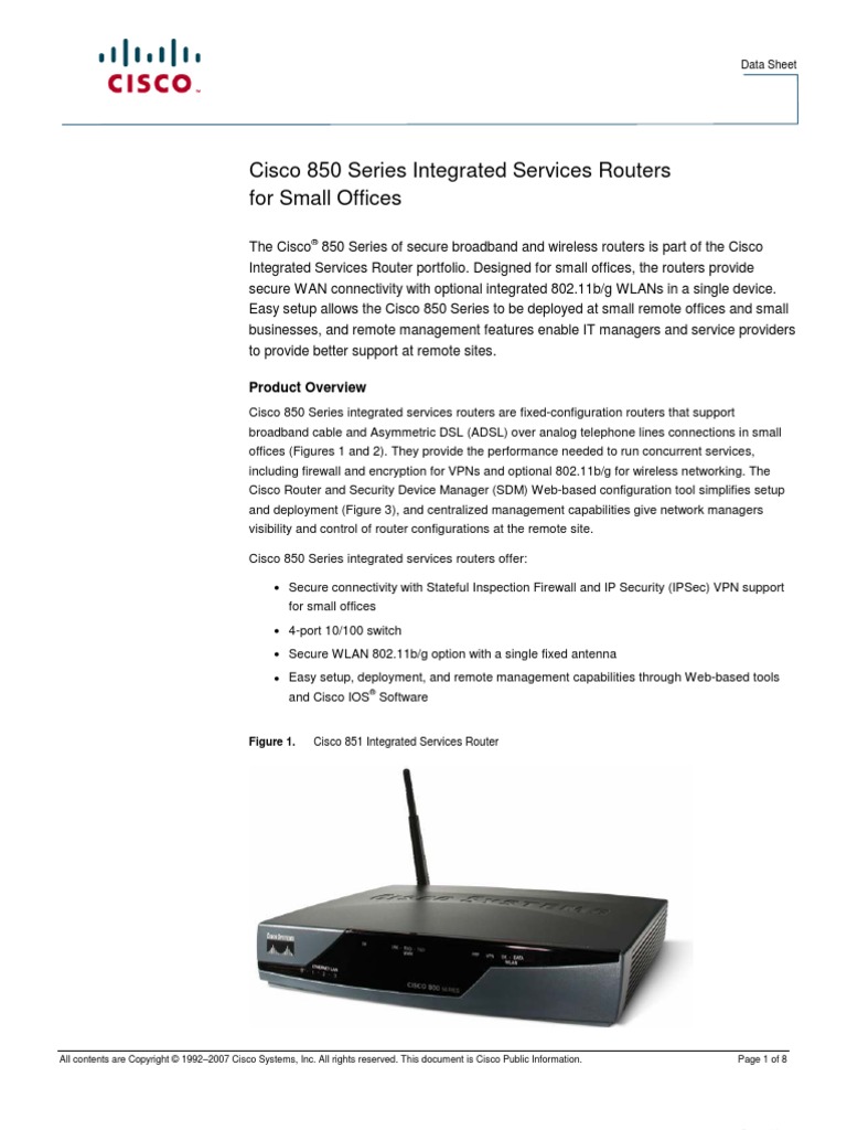 Cisco 800 Series | Router (Computing) | Wireless Lan